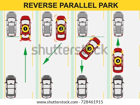 Reverse Parallel Parking Flat Vector Stock Vector 728461915 - Shutterstock