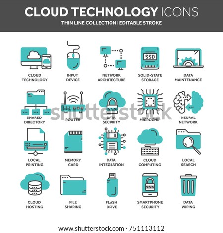 Infographics Icons Collection Computer Network Technology Stock Vector ...