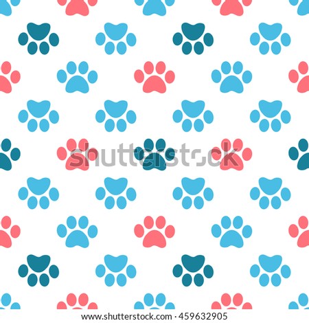 Cat Paw Print Vector Seamless Pattern Stock Vector 459632905 - Shutterstock