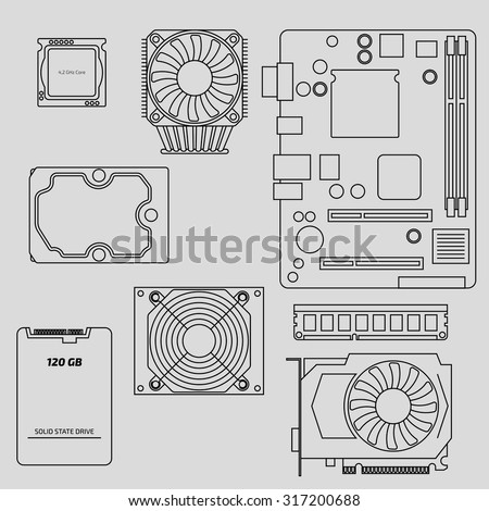 Vector Computer Components Graphic Card Central Stock Vector 317200688 ...
