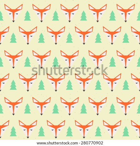 Seamless Fox Pattern Stock Vector 280770902 - Shutterstock