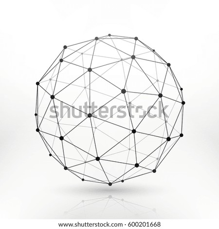 Wireframe Globe Sphere Connectivity Network Tech Stock Vector 600201668 ...