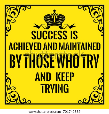 Motivational Quote Vintage Style Success Achieved Stock Vector ...