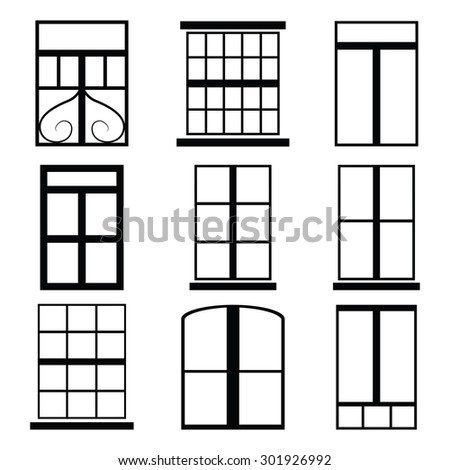 Vector Icons Set Different Types Windows Stock Vector 511142863 ...